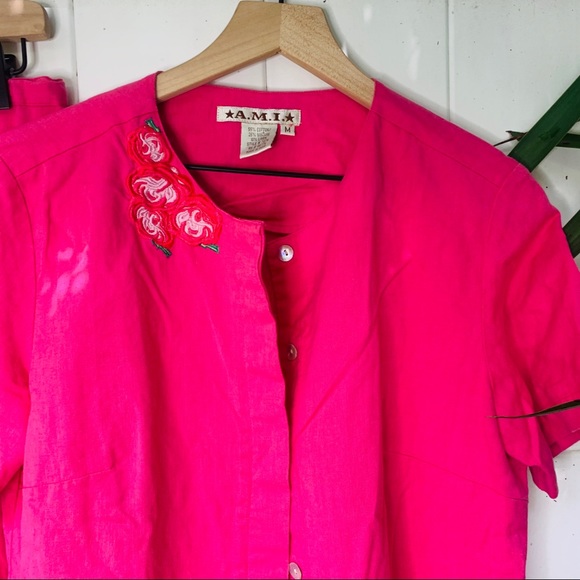Vintage | Tops | Vintage Vsco 9s Linen Rose Cropped Matching Set | Poshmark